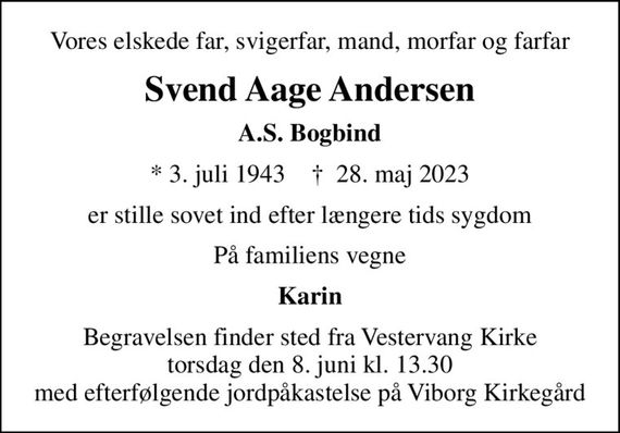 Svend Aage Andersen | Dødsannoncer i Danmark