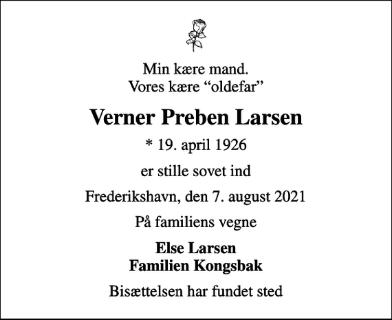 Verner Preben Larsen | Dødsannoncer i Danmark