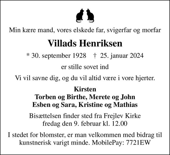 Villads Henriksen | Dødsannoncer i Danmark