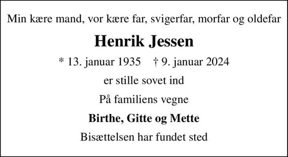 Henrik Jessen | Dødsannoncer i Danmark
