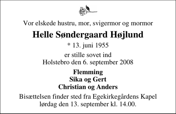 Helle Søndergaard Højlund | Dødsannoncer i Danmark