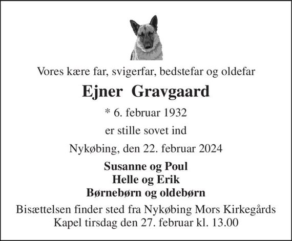 Ejner Madsen Gravgaard | Dødsannoncer i Danmark