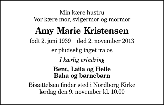 Amy Marie Kristensen | Dødsannoncer i Danmark