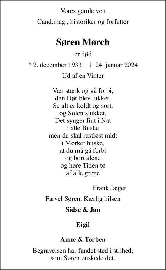 Søren Mørch | Dødsannoncer i Danmark