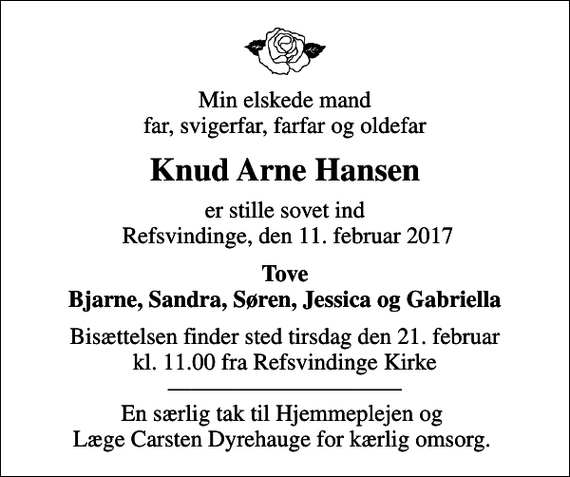 Knud Arne Hansen | Dødsannoncer i Danmark