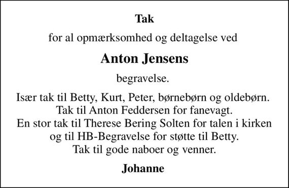 Anton Marius Tønder Jensen | Dødsannoncer i Danmark
