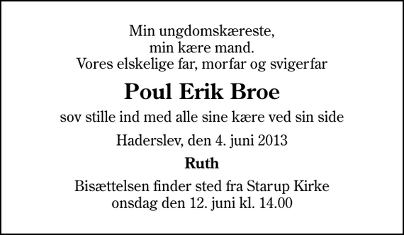 Poul Erik Broe | Dødsannoncer i Danmark