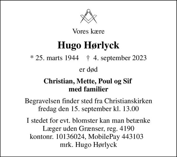 Hugo Hørlyck | Dødsannoncer i Danmark