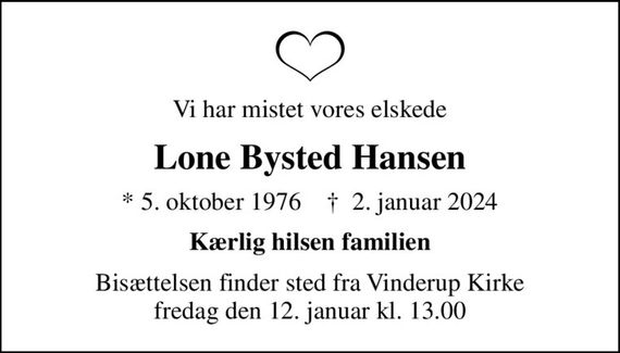 Lone Bysted Hansen | Dødsannoncer i Danmark