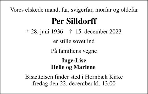 Per Silldorff | Dødsannoncer i Danmark