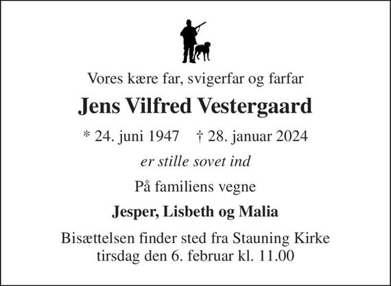 Jens Vilfred Vestergaard | Dødsannoncer i Danmark