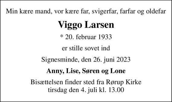 Viggo Larsen | Dødsannoncer i Danmark