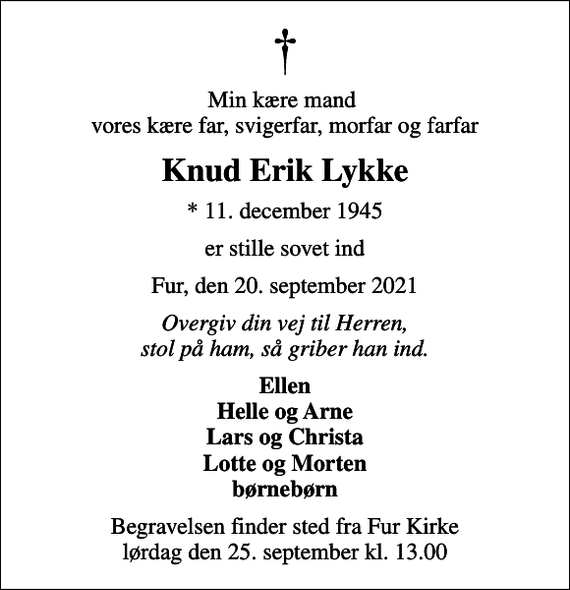 Knud Erik Lykke | Dødsannoncer i Danmark