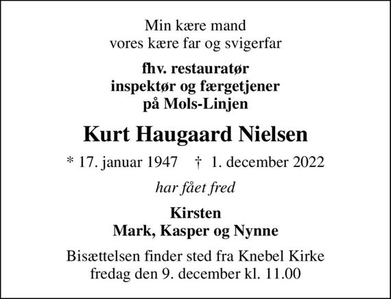 Kurt Haugaard Nielsen | Dødsannoncer i Danmark