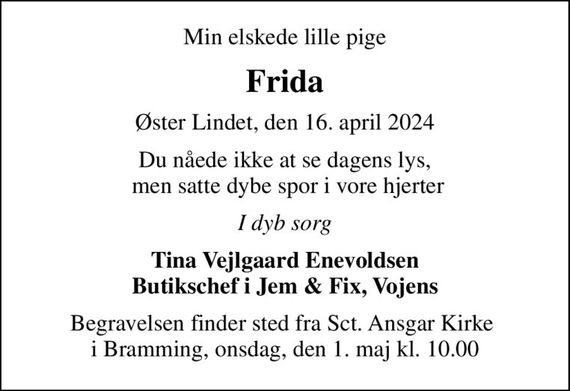 Frida Enevoldsen | Dødsannoncer i Danmark