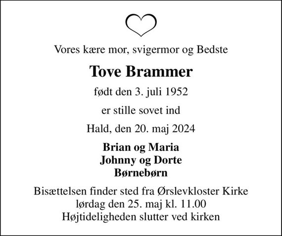 Tove Brammer | Dødsannoncer i Danmark
