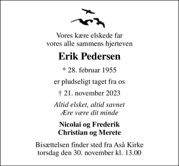 Erik Pedersen | Dødsannoncer i Danmark