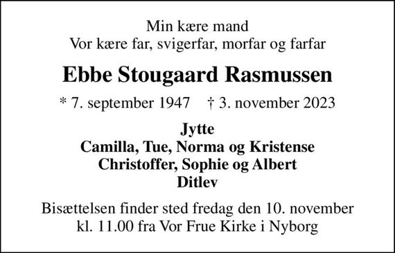 Ebbe Stougaard Rasmussen | Dødsannoncer i Danmark