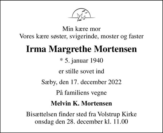 Irma Margrethe Mortensen | Dødsannoncer i Danmark