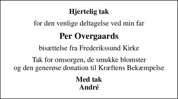 Per Overgaard | Dødsannoncer i Danmark