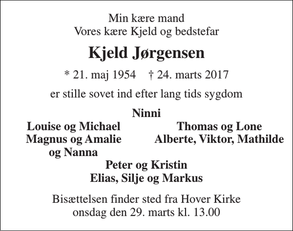 Kjeld Jørgensen | Dødsannoncer i Danmark