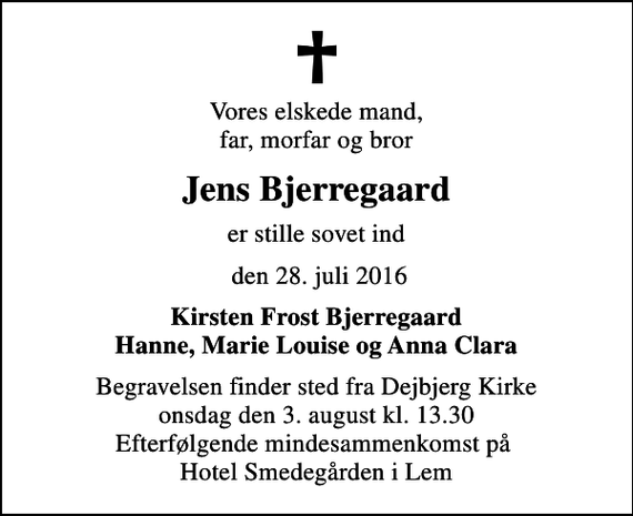 Jens Bjerregaard | Dødsannoncer i Danmark