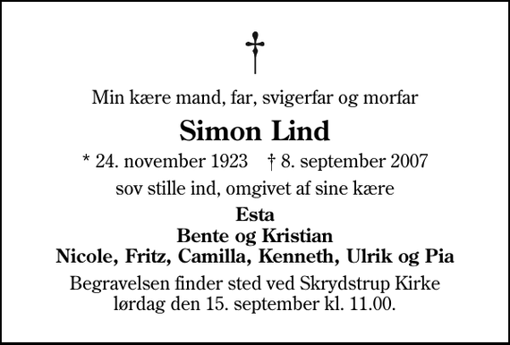 Simon Lind | Dødsannoncer i Danmark