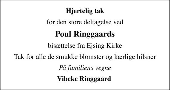 Poul Erik Jensen Ringgaard | Dødsannoncer i Danmark