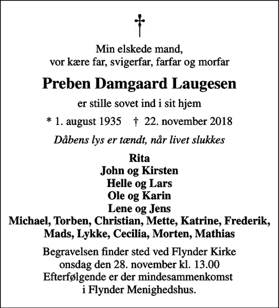 Preben Damgaard Laugesen | Dødsannoncer i Danmark