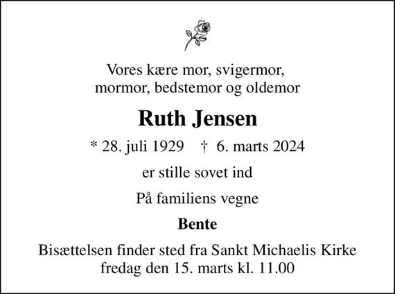 Ruth Jensen | Dødsannoncer i Danmark