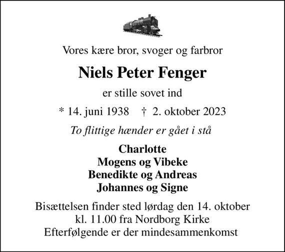 Niels Peter Fenger | Dødsannoncer i Danmark