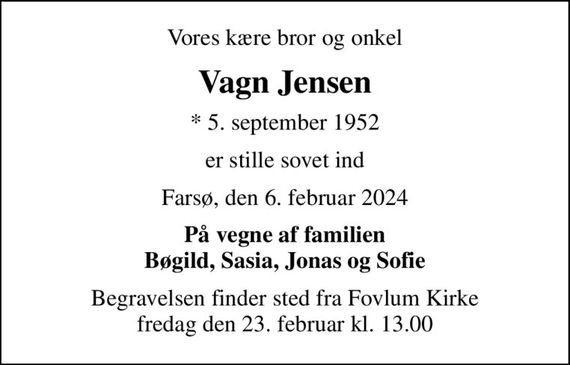 Vagn Jensen | Dødsannoncer i Danmark
