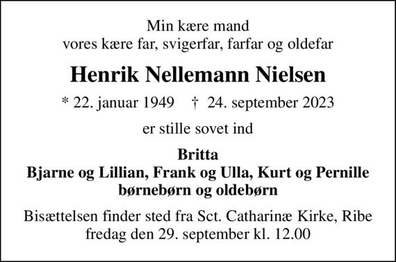 Henrik Nellemann Nielsen | Dødsannoncer i Danmark