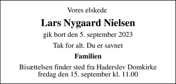 Lars Nygaard Nielsen | Dødsannoncer i Danmark