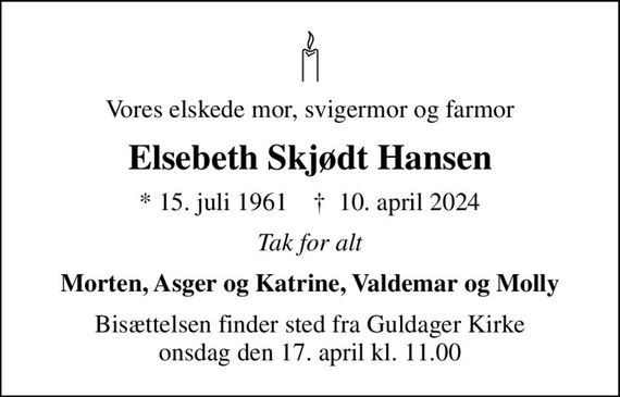 Elsebeth Skjødt Hansen | Dødsannoncer i Danmark