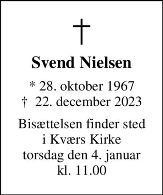Svend Nielsen | Dødsannoncer i Danmark