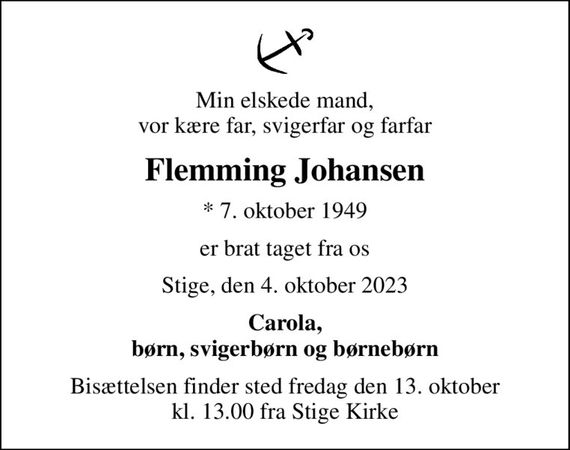 Flemming Johansen | Dødsannoncer i Danmark