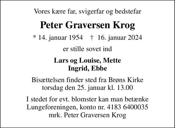 Peter Graversen Krog | Dødsannoncer i Danmark