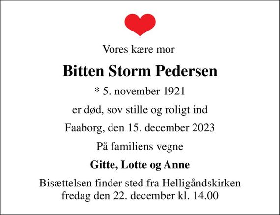 Birthe Storm Pedersen | Dødsannoncer i Danmark