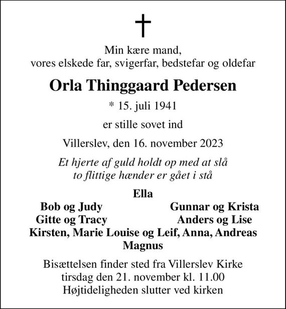 Orla Thinggaard Pedersen | Dødsannoncer i Danmark