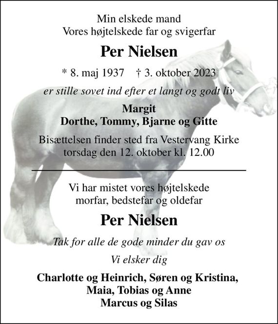 Per Nielsen | Dødsannoncer i Danmark