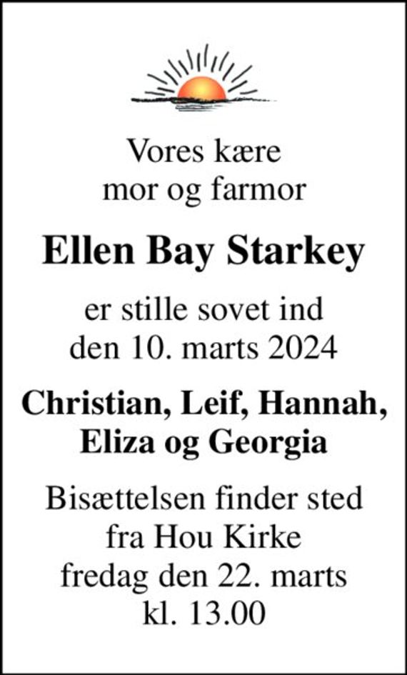 Ellen Bay Starkey | Dødsannoncer i Danmark