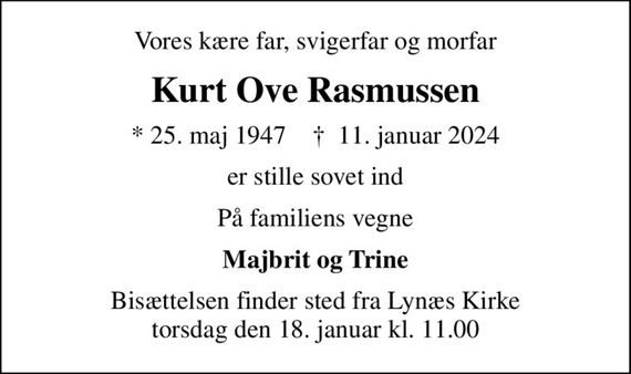 Kurt Ove Rasmussen | Dødsannoncer i Danmark