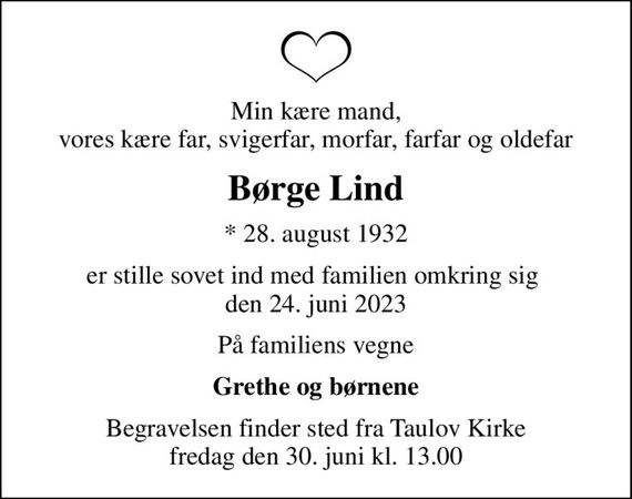 Børge Lind | Dødsannoncer i Danmark