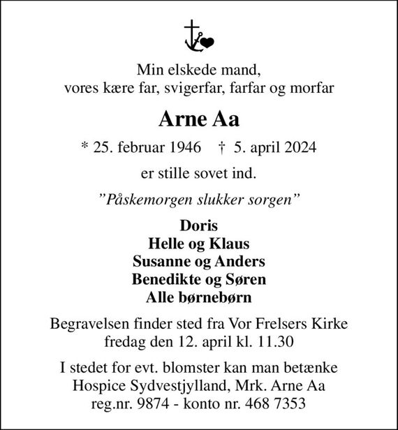 Arne Aa | Dødsannoncer i Danmark