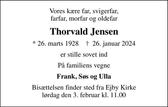 Thorvald Jensen | Dødsannoncer i Danmark