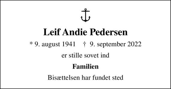 Leif Andie Pedersen | Dødsannoncer i Danmark