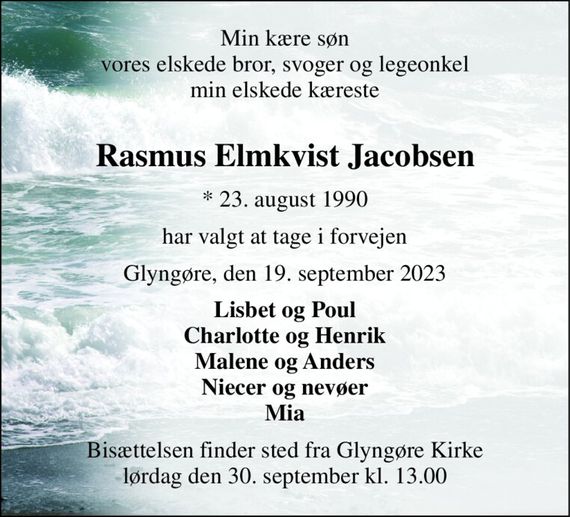 Rasmus Elmkvist Jacobsen | Dødsannoncer i Danmark