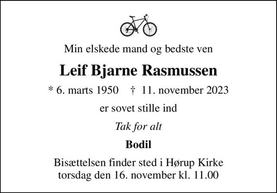 Leif Bjarne Rasmussen | Dødsannoncer i Danmark
