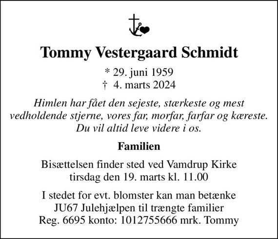 Tommy Vestergaard Schmidt | Dødsannoncer i Danmark